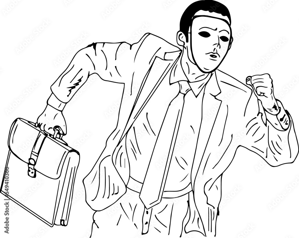 Criminal illustration of thief characters, Thief stealing briefcase and ...