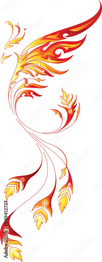 Fiery Phoenix side view vector illustration, ideal for tattoo Stock ...