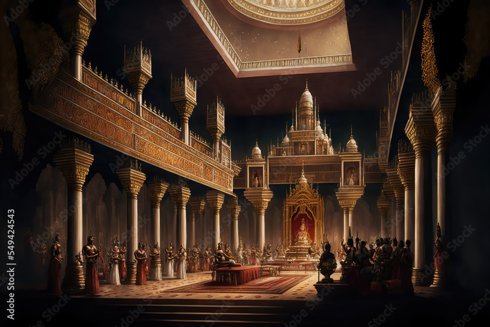AI generated image depicting the throne room and court of an ancient ...