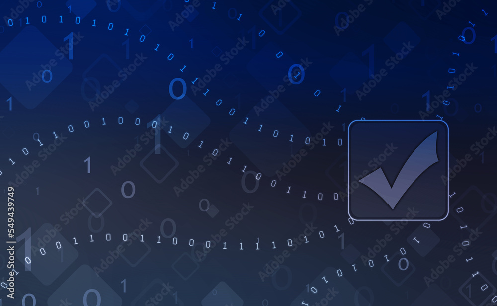 Check mark symbol in digital background, Technology abstract background ...
