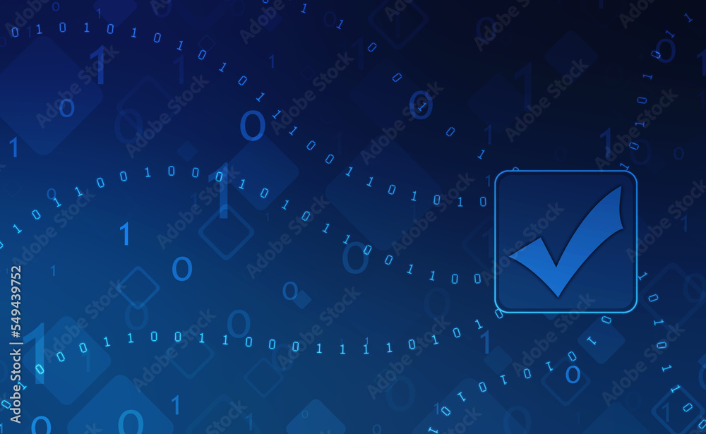 Check mark symbol in digital background, Technology abstract background ...