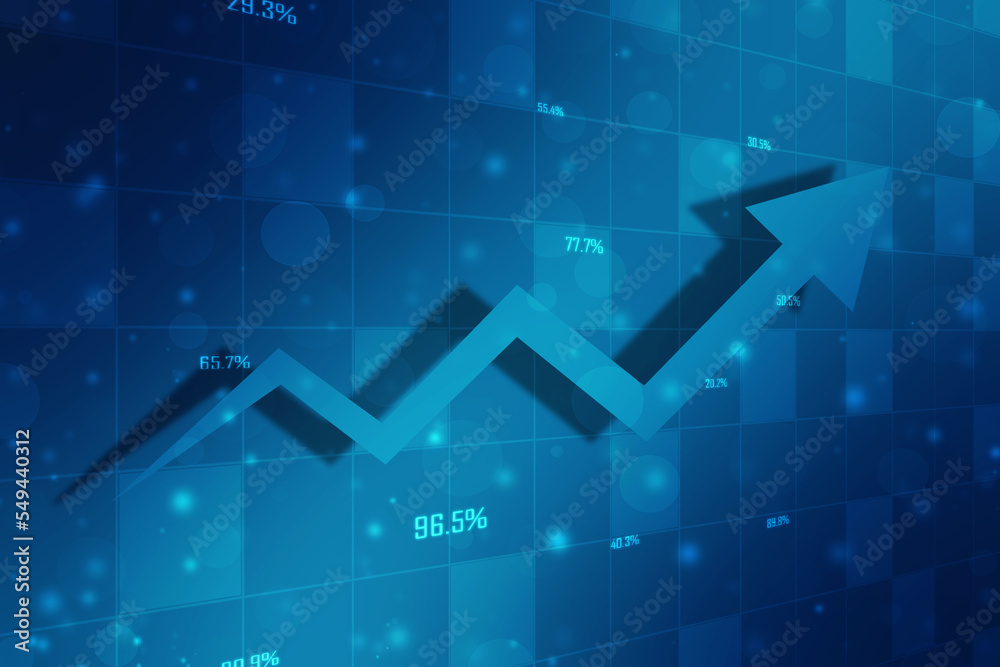 Business Growth graph on technology background, Futuristic raise arrow ...