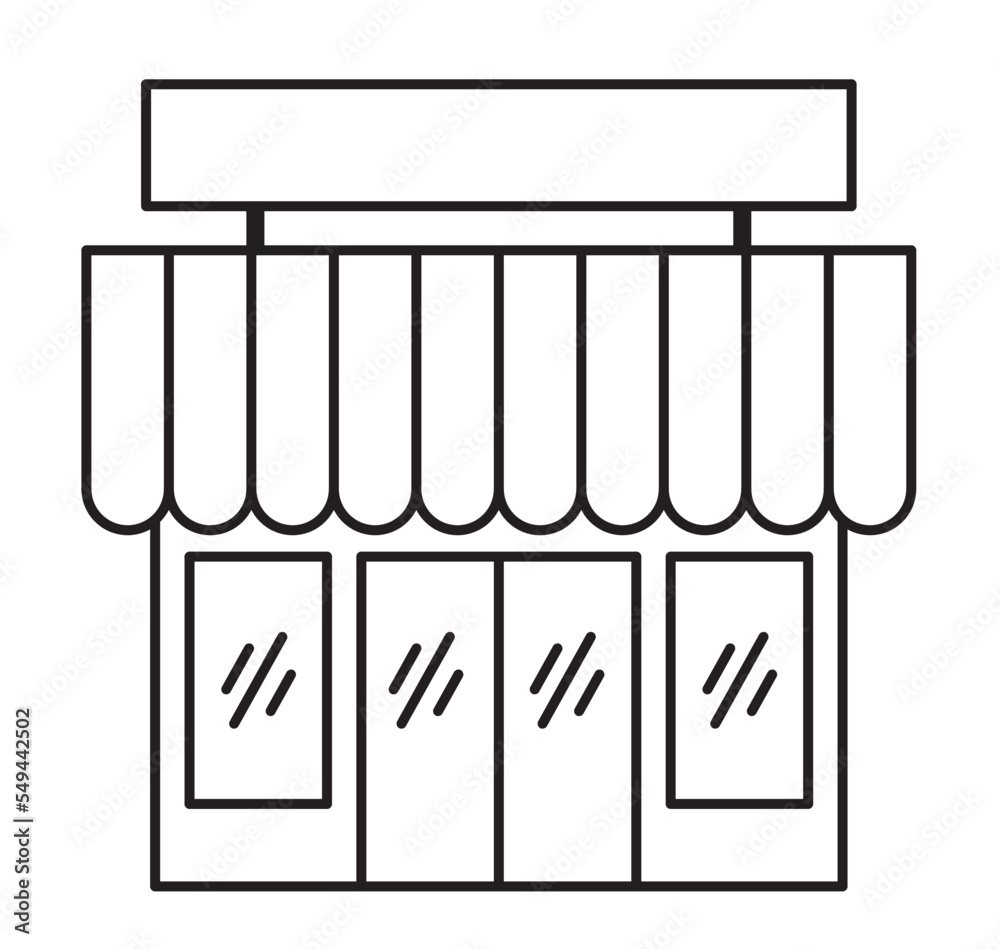 Graphic icon facade of business premises or one-story shops. Vector ...