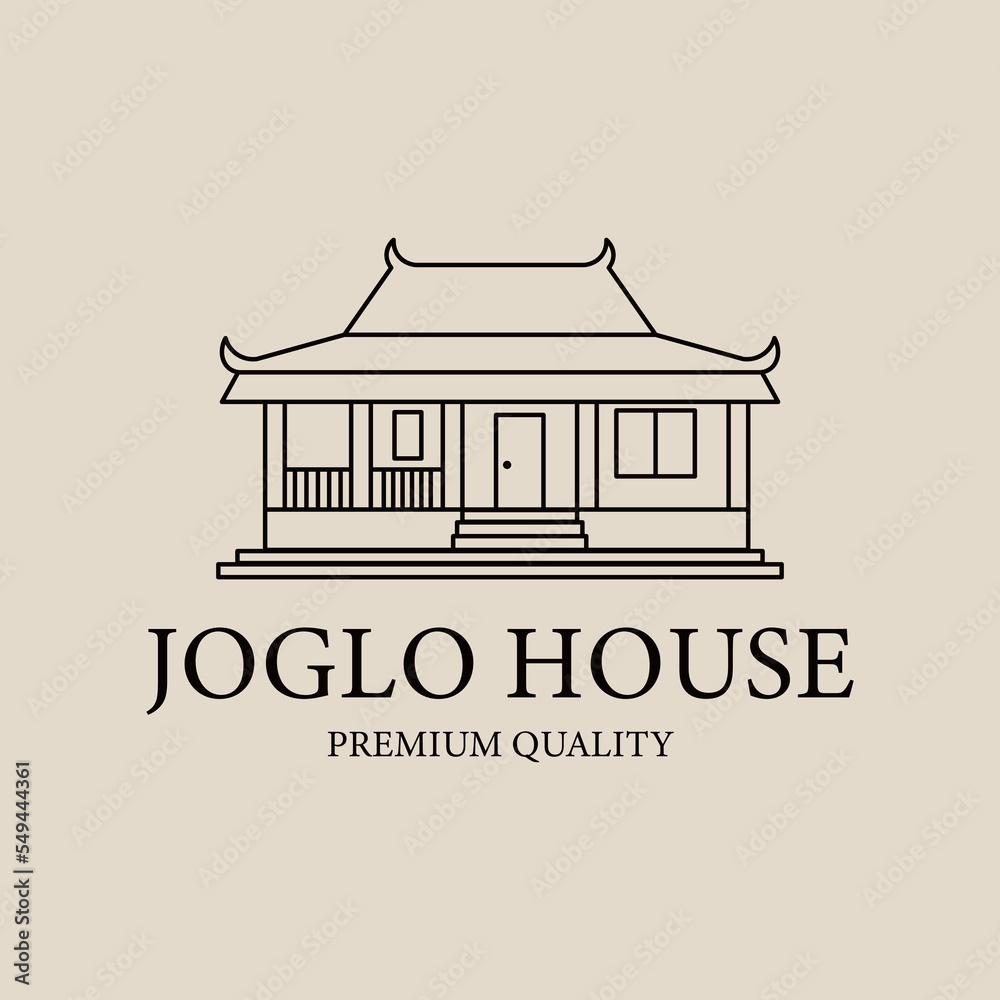 joglo house line art style logo icon template design. javanese ...
