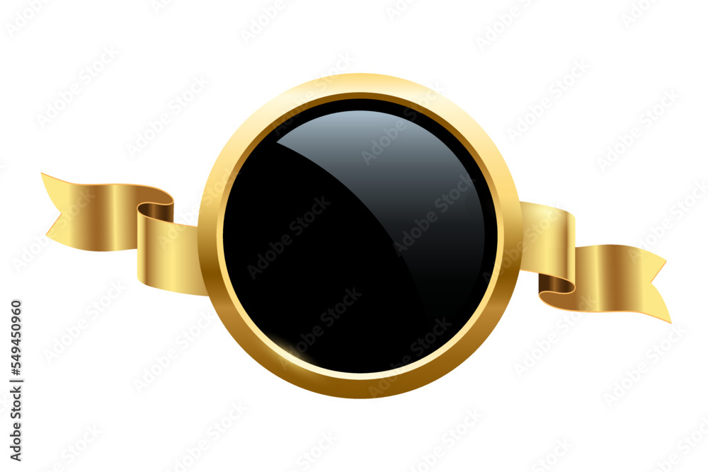 Gold circle frame and ribbon with shine and sparkle light effect, 3d ...