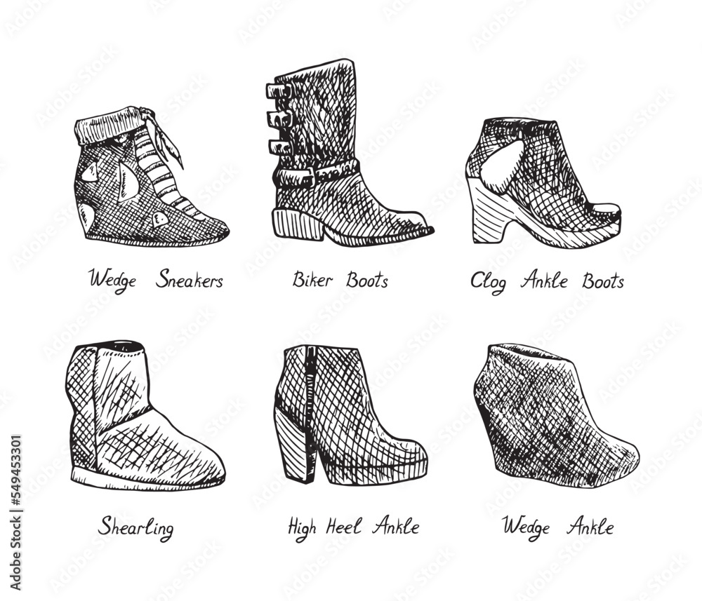 Wedge Sneakers, Biker Boots, Clog Ankle , Shearling , High Heel, Wedge ...