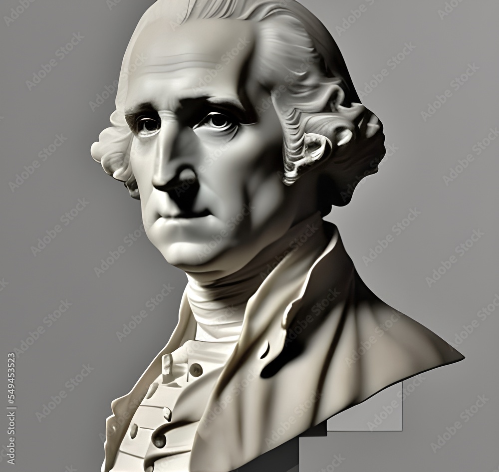 3d Illustration featuring the white marble bust of President George ...