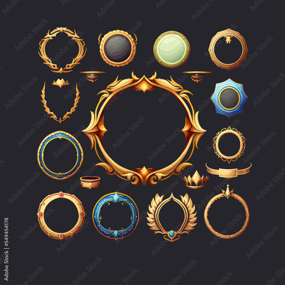 Vecteur Stock A set of colorful game level frames isolated on the ...