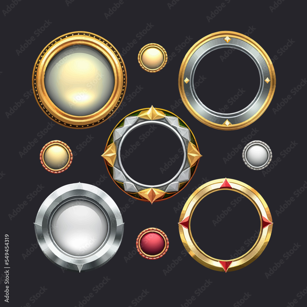 Rank circle frames, Ui game borders evolution frames for rpg game ...