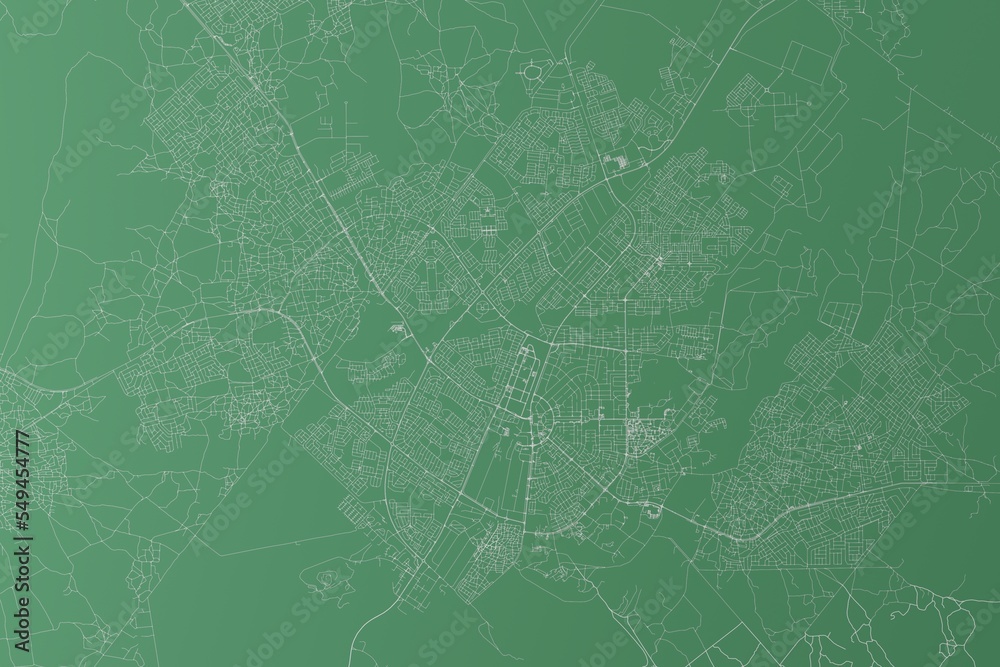 Stylized map of the streets of Gaborone (Botswana) made with white ...