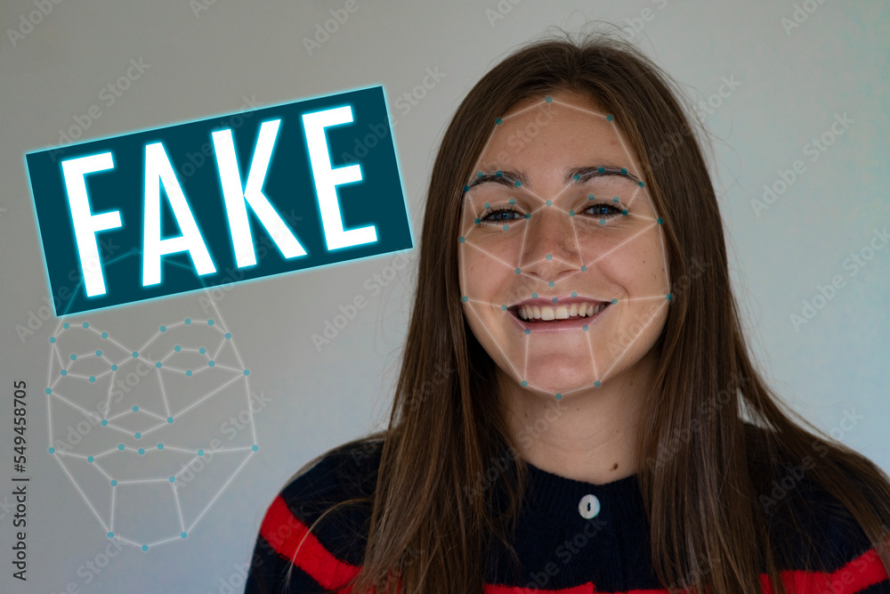 Deepfake concept matching facial movements with a different face of ...