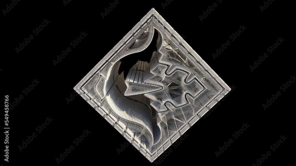 3D Illustration of the façade of an architectural structure. Architects ...