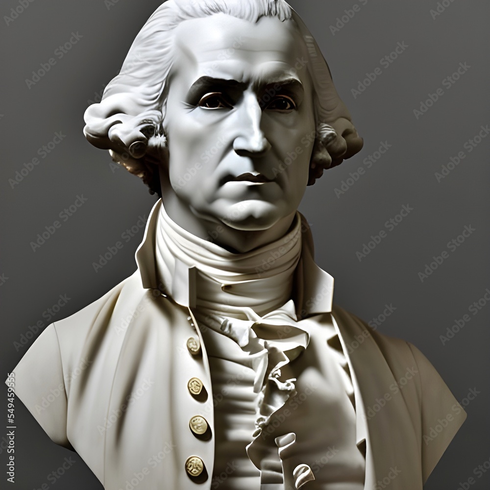 3d Illustration featuring the white marble bust of President George ...