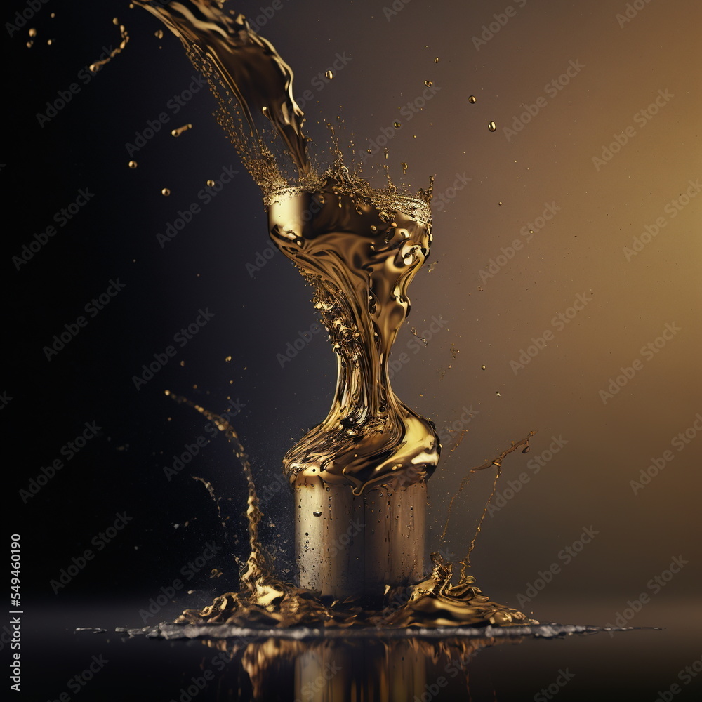 elegant gold splash liquid with bubbles in motion reflecting elegance ...