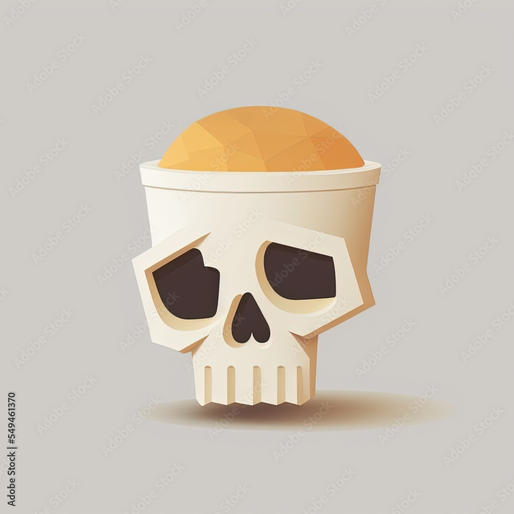 Human skull emoji with brain, abstract illustration Stock Illustration ...