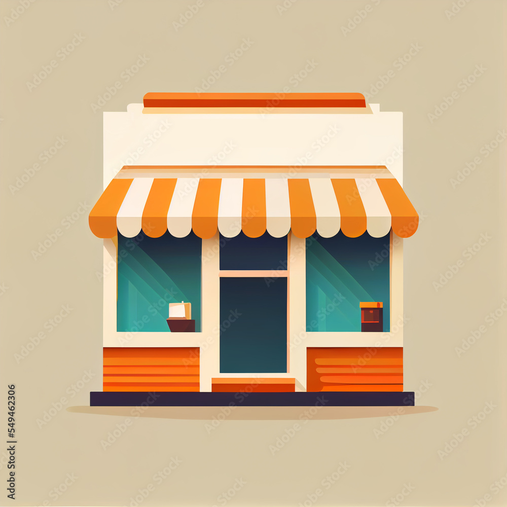 Flat cartoon style shop facade front view. Modern flat storefront or ...
