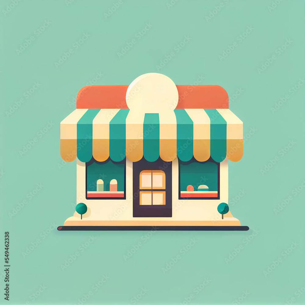 Flat cartoon style shop facade front view. Modern flat storefront or ...