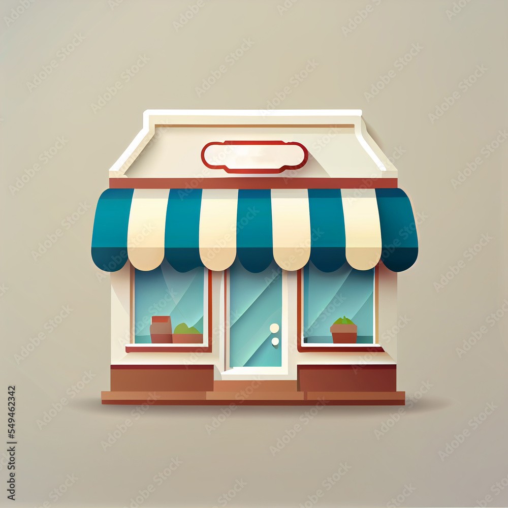 Flat cartoon style shop facade front view. Modern flat storefront or ...