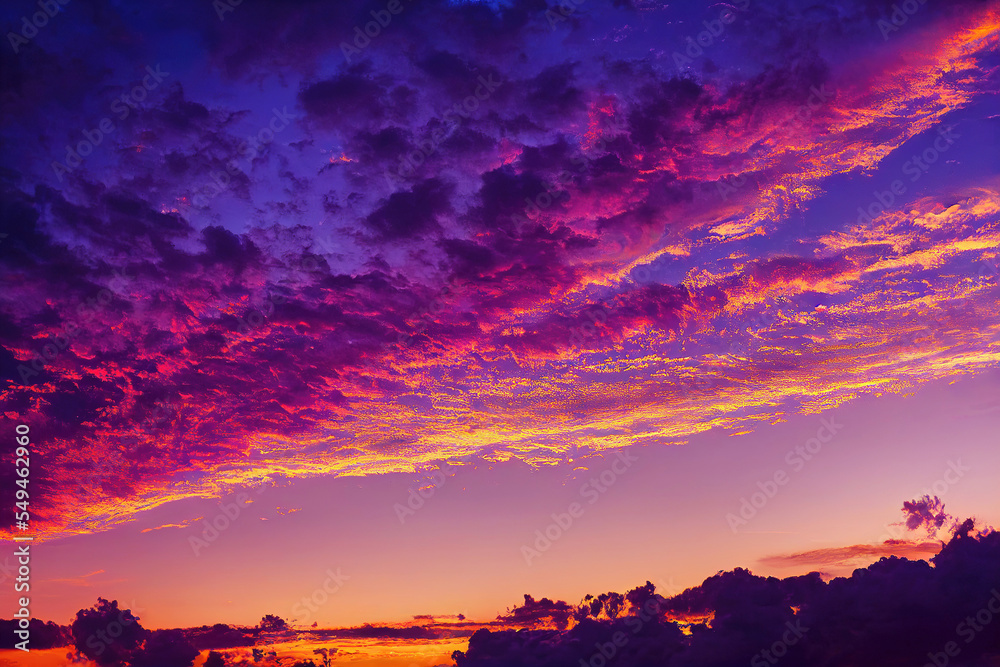 Picture of purple sky at sunset with pink clouds Stock Illustration ...