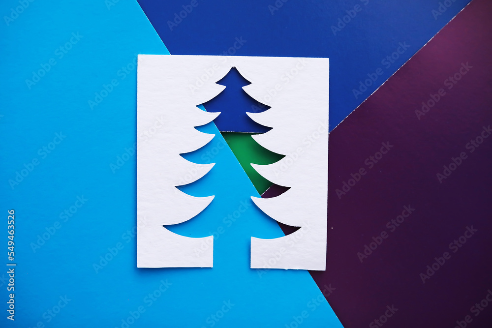 Christmas tree paper cutting design papercraft card. Stock Photo ...
