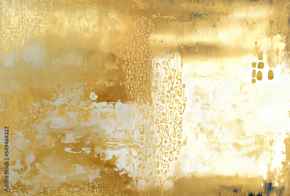 old wall with peeling paint, distressed gold surface, background with ...