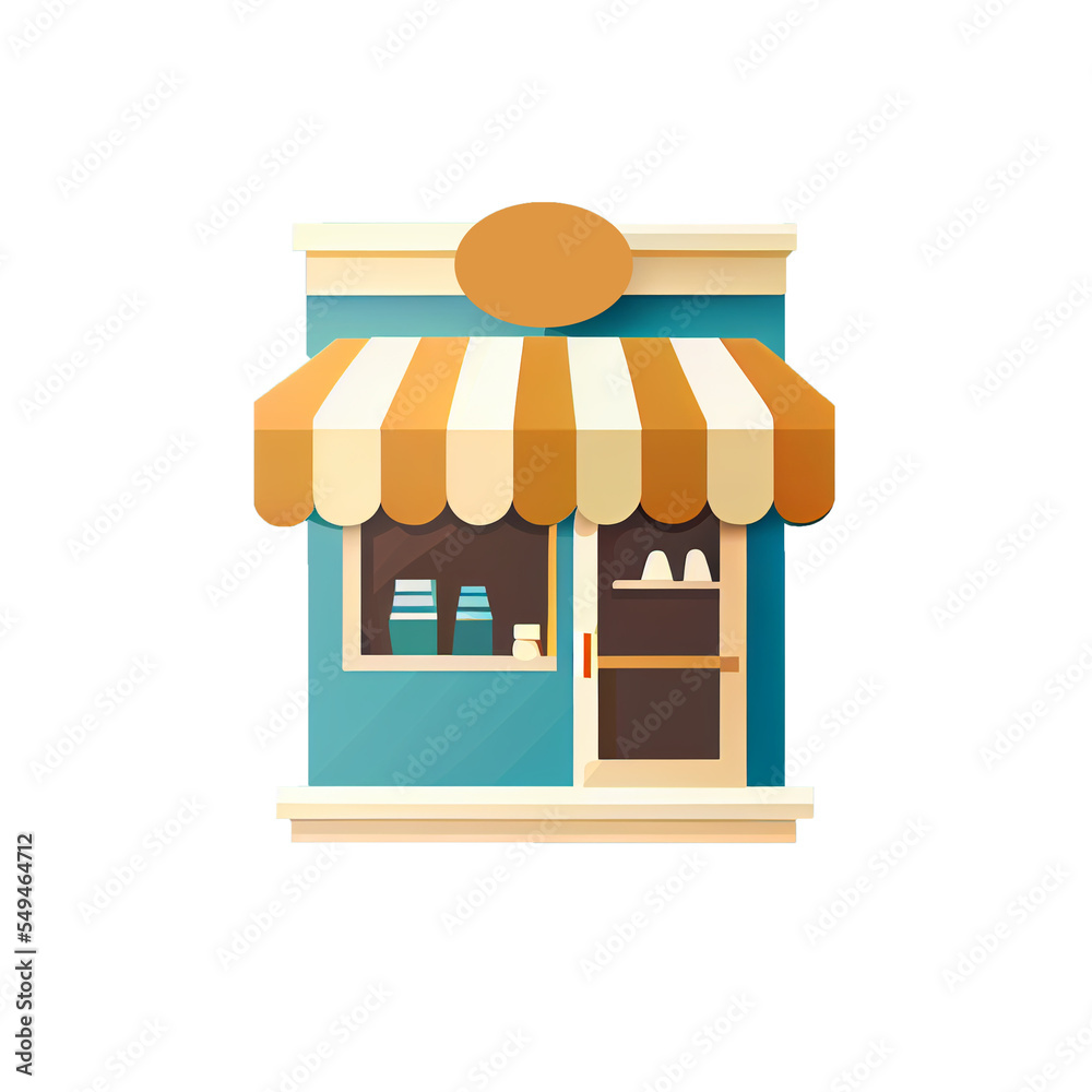 Flat cartoon style shop facade front view. Modern flat storefront or ...