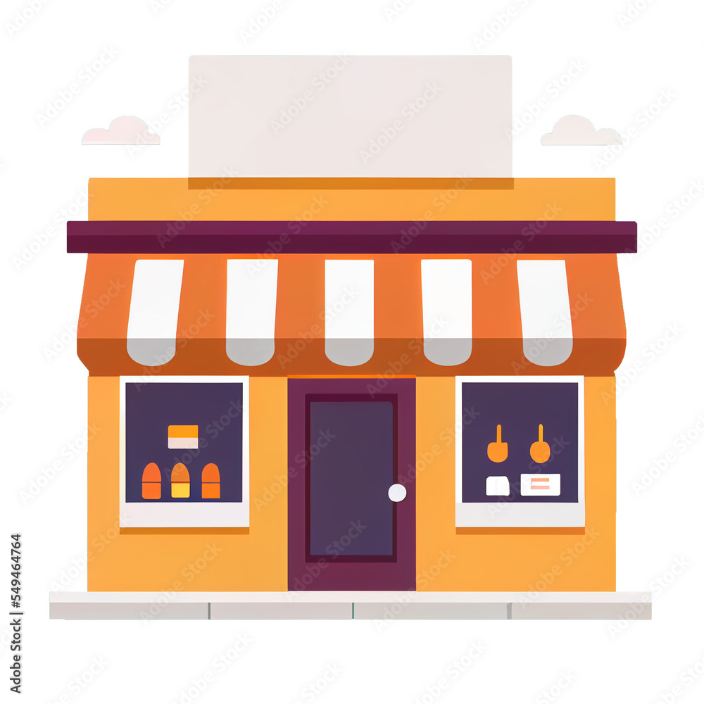Flat cartoon style shop facade front view. Modern flat storefront or ...