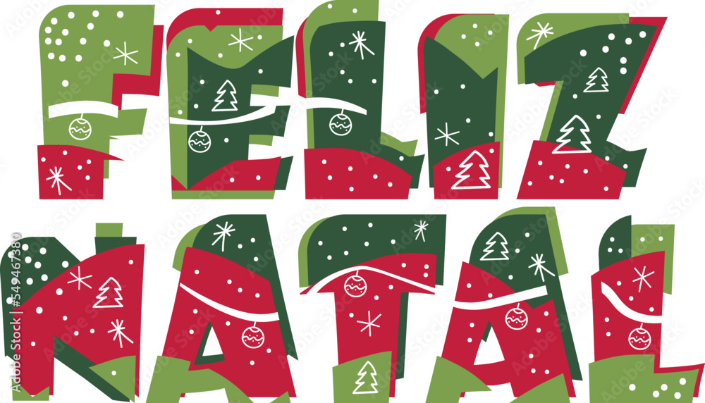 Merry Christmas text word greetings in portuguese language. Feliz Natal ...