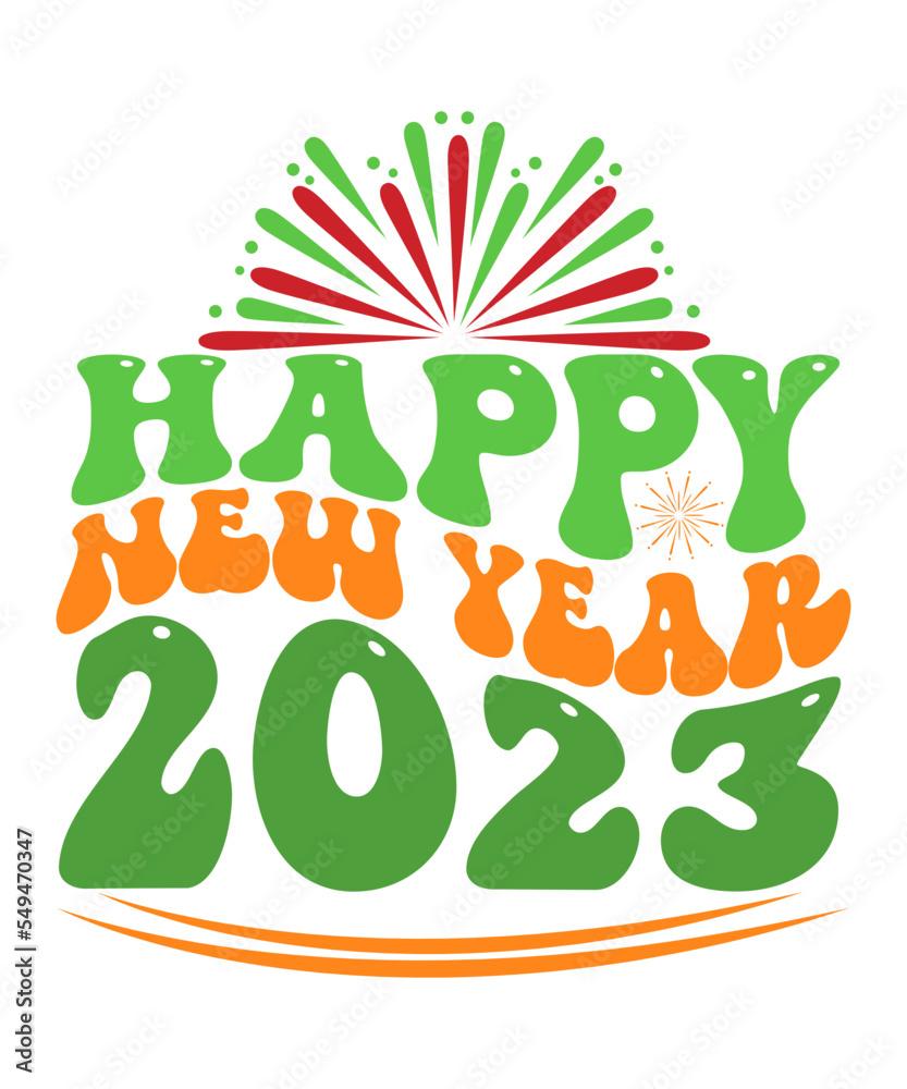 Stockvector Groovy New Years SVG, Retro New Years SVG Bundle, New Years ...