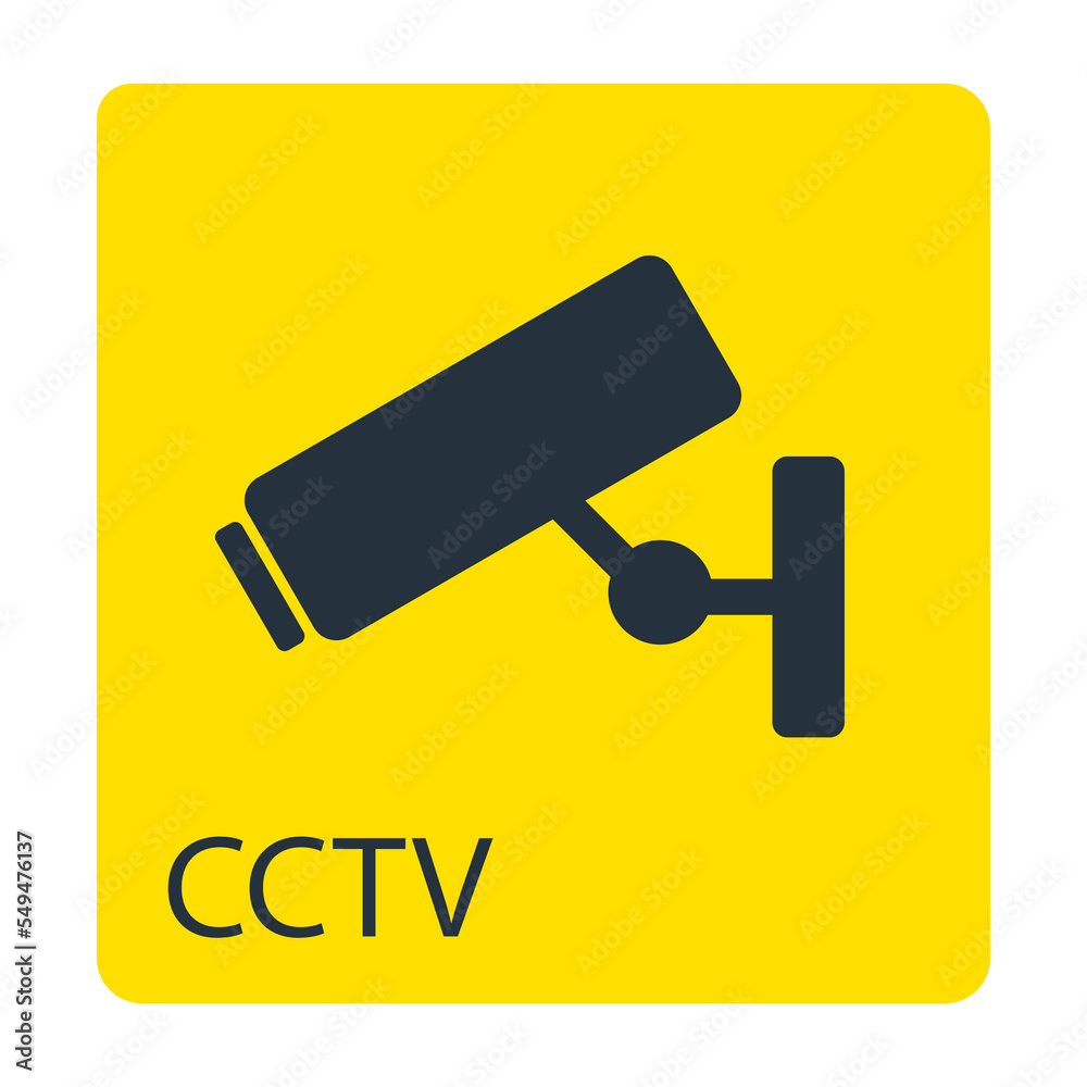 cctv sign, security camera stickers, video surveillance camera icons ...