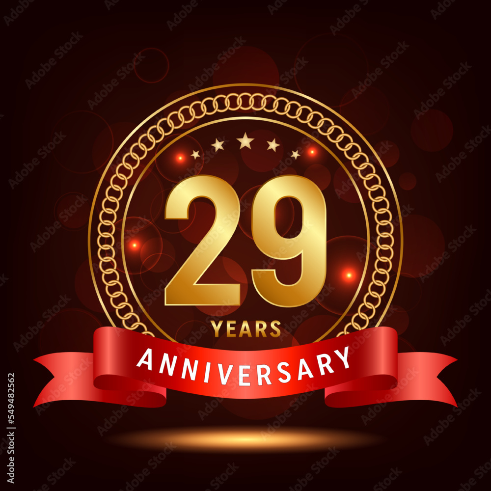 29th Anniversary Logo Design. Golden number 29 with sparkling confetti ...