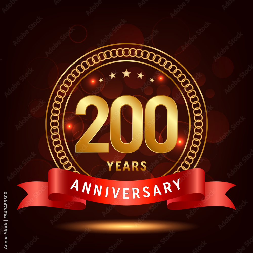 200th Anniversary Logo Design. Golden number 200 with sparkling ...