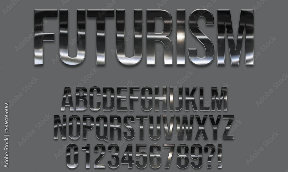 Futuristic font design with capital letters and numbers, creative ...