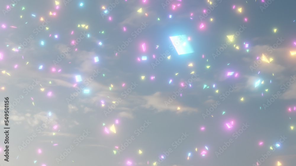 confetti falling from the sky. shiny and multicolored confetti. a ...