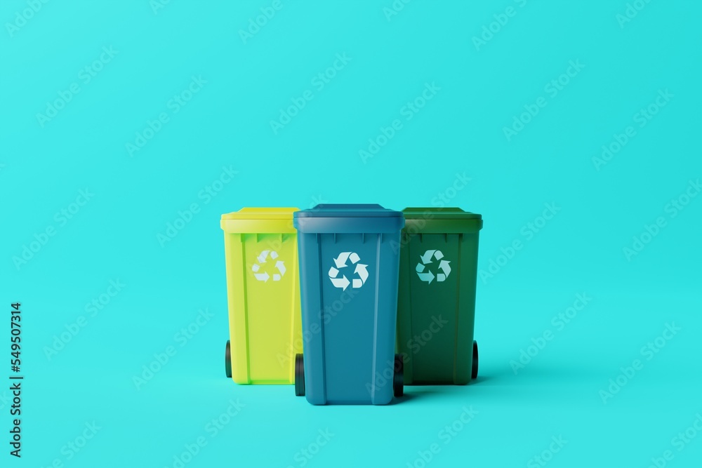 Waste bins for segregation. Wastepaper basket in different colors for ...