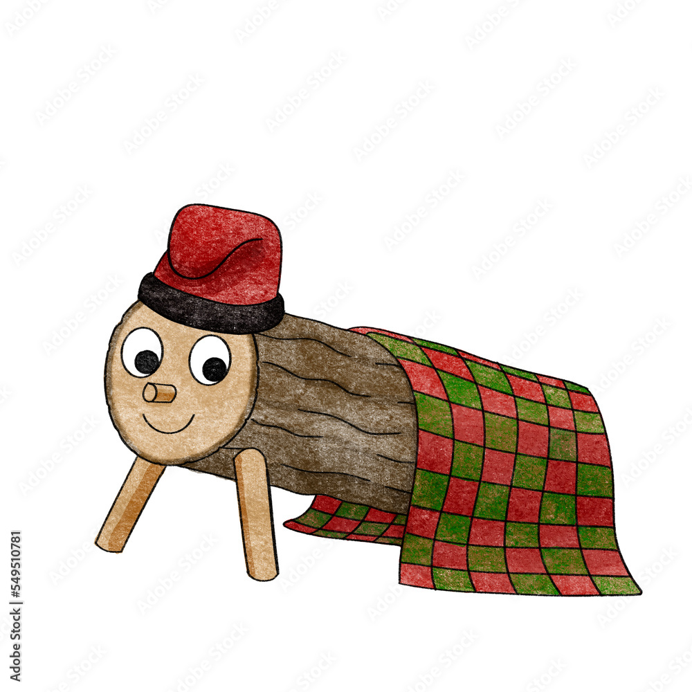 Tió de Nadal. Tió de Navidad estilo acuarela aislado con barretina ...