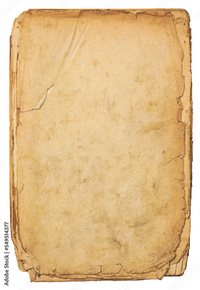 very old, stained, grungy stack of paper, isolated design element ...