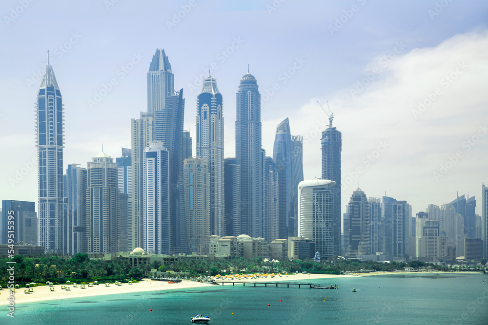 Dubai Marina skyscrapers, complex of residential and office buildings ...