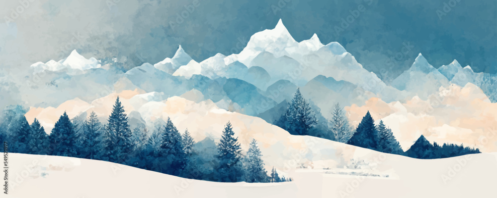 Collection of winter nature landscape background Stock Vector | Adobe Stock