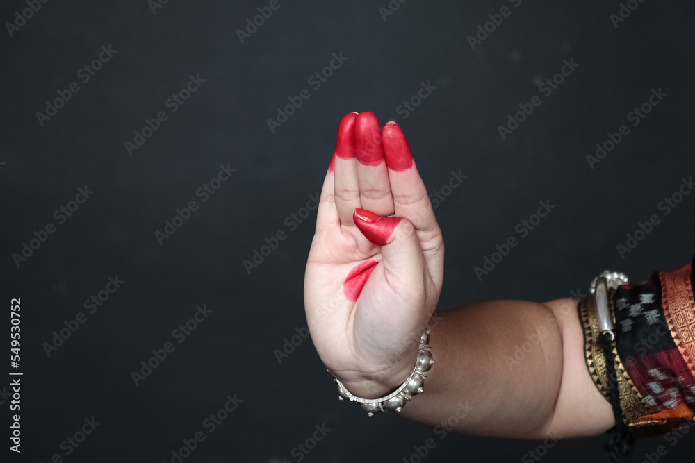 Close up of Hand gestures of an Odissi dancer. Indian classical dance ...