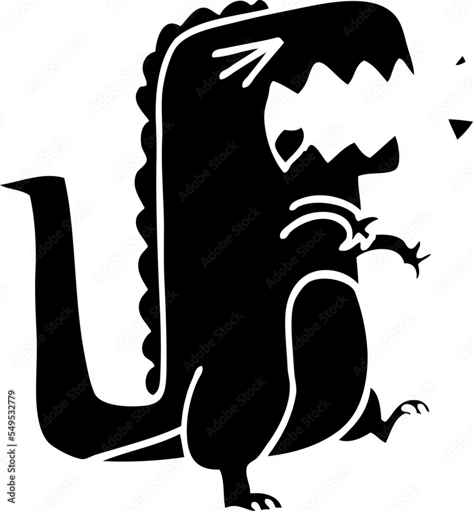 outline cartoon roaring t rex Stock Vector | Adobe Stock