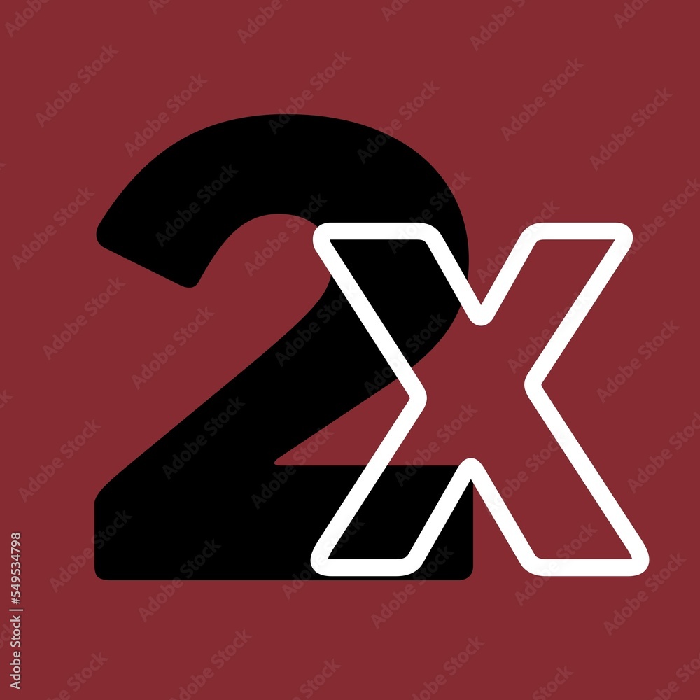 2x letter isolated on a collared background Stock Illustration | Adobe ...