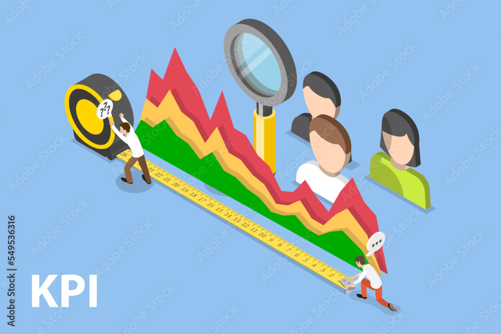3D Isometric Flat Vector Conceptual Illustration of KPI as Key ...