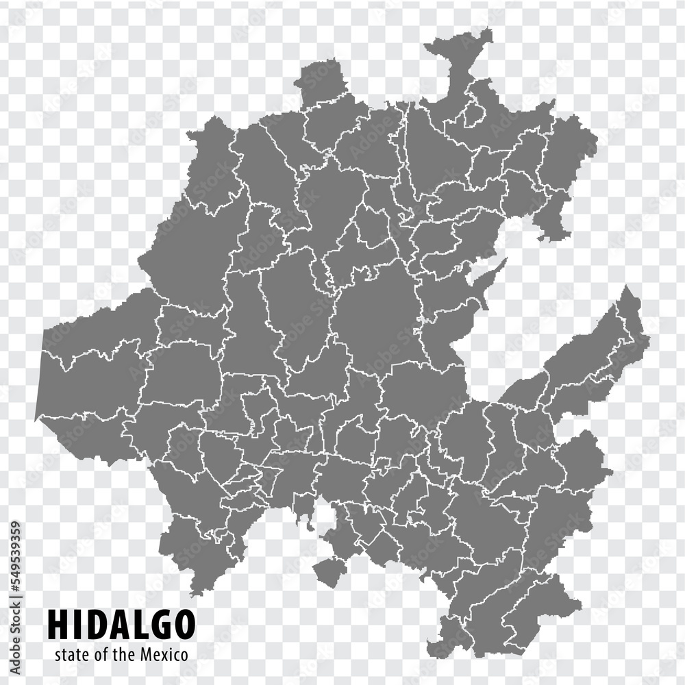 State Hidalgo of Mexico map on transparent background. Blank map of ...