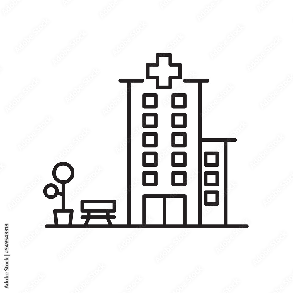 Hospital building icon medical care symbol vector on white background ...