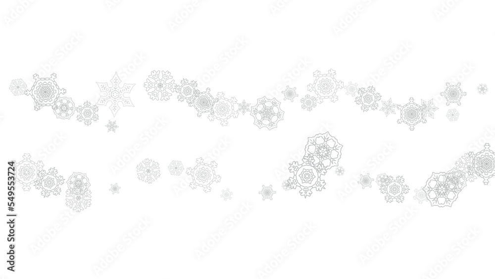 Snowflakes falling on white background. Horizontal Christmas and Happy ...