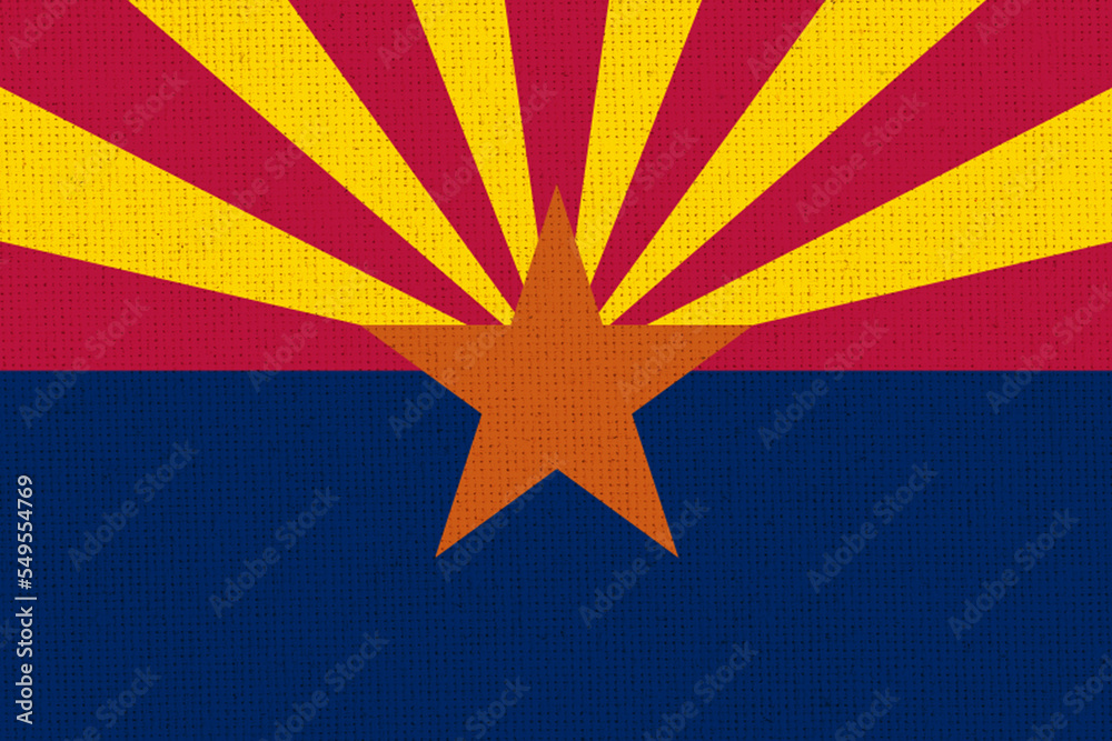Flag of American state Arizona. Symbol of Arizona. Fabric Texture Stock ...