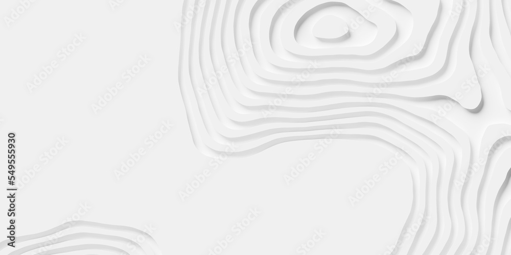Offset white organic terrain height lines shapes geometrical background ...
