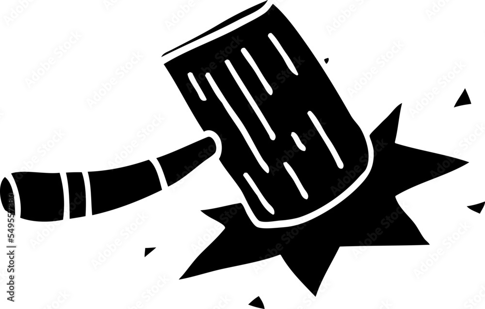 outline cartoon wooden mallet Stock Vector | Adobe Stock