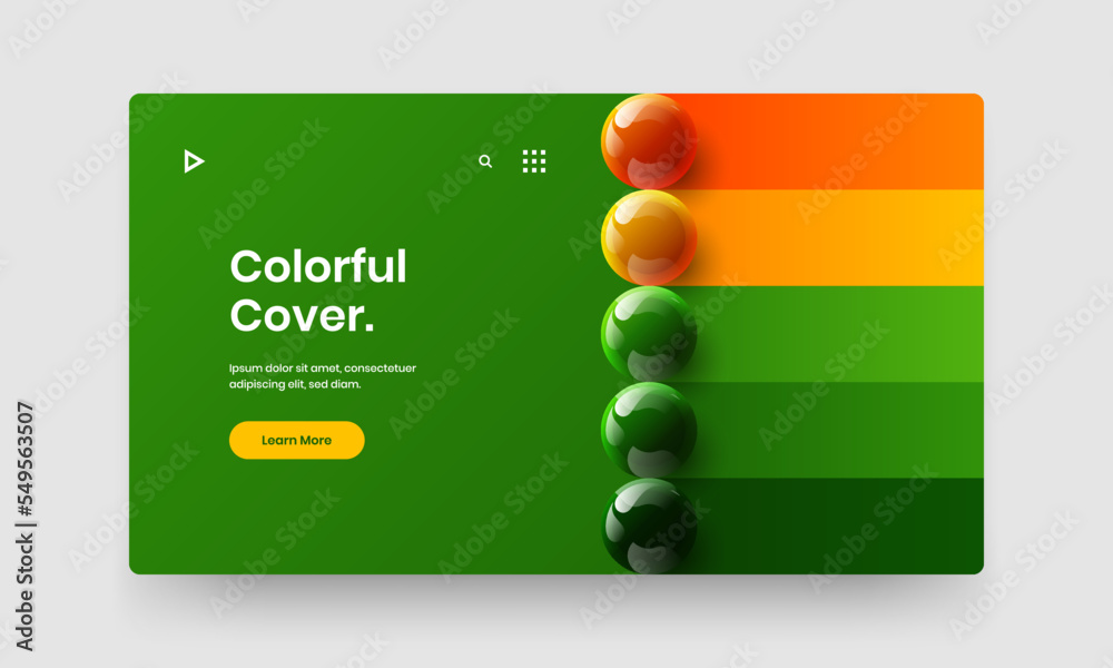 Vivid 3D spheres journal cover template. Minimalistic placard vector ...